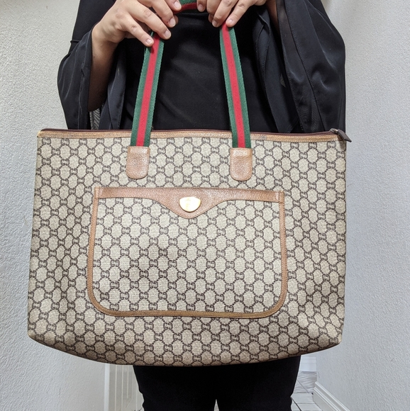 Gucci | Bags | Vintage Gucci Plus Tote Bag Light Brown Pvc | Poshmark